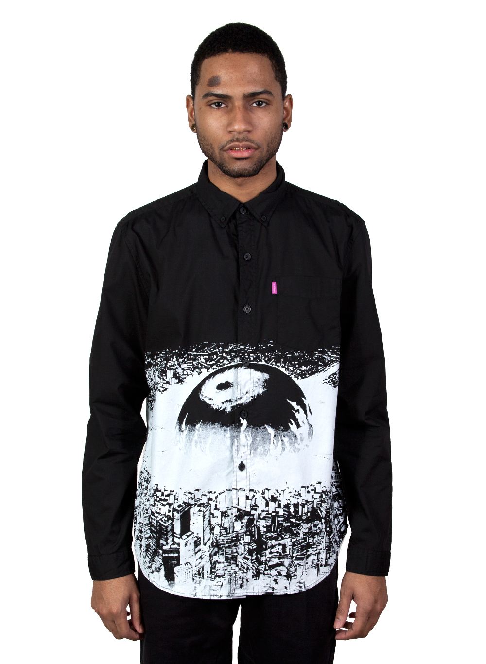 Black and White Graphic Button Up by Mishka